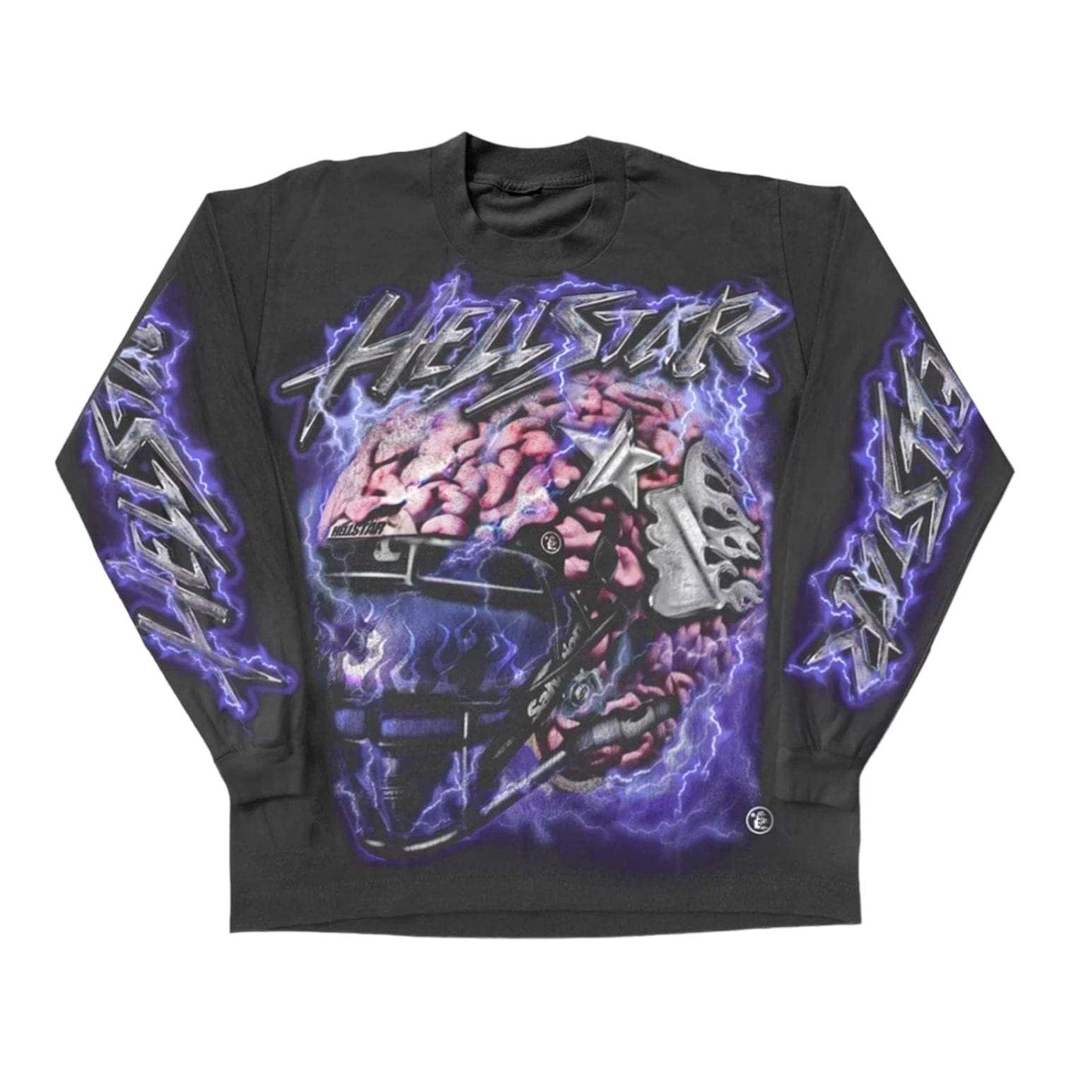 HELLSTAR Brain Helmet Long Sleeve Tee Shirt Black | Grailed