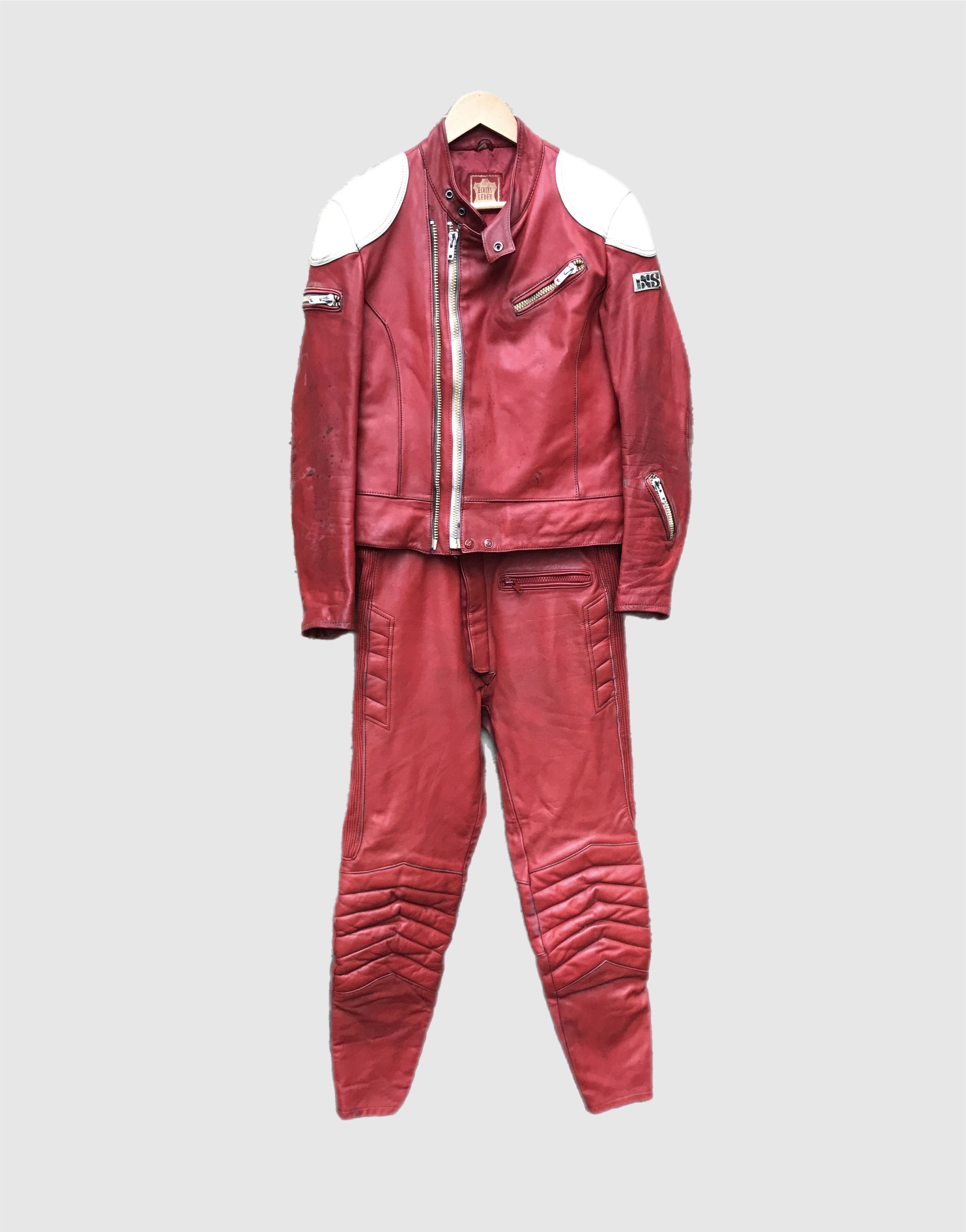 Overalls × Suit × Vintage 80s Twin Track Distressed Leather Biker ...