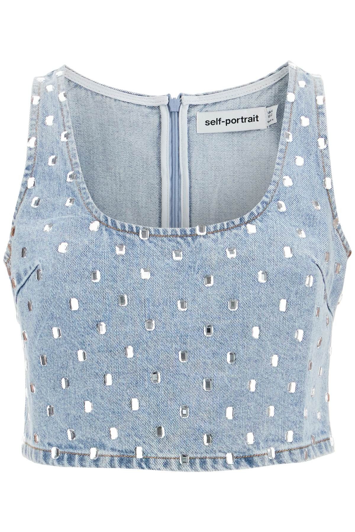 Self-Portrait SELF PORTRAIT Denim Crop Top For Stylish | Grailed