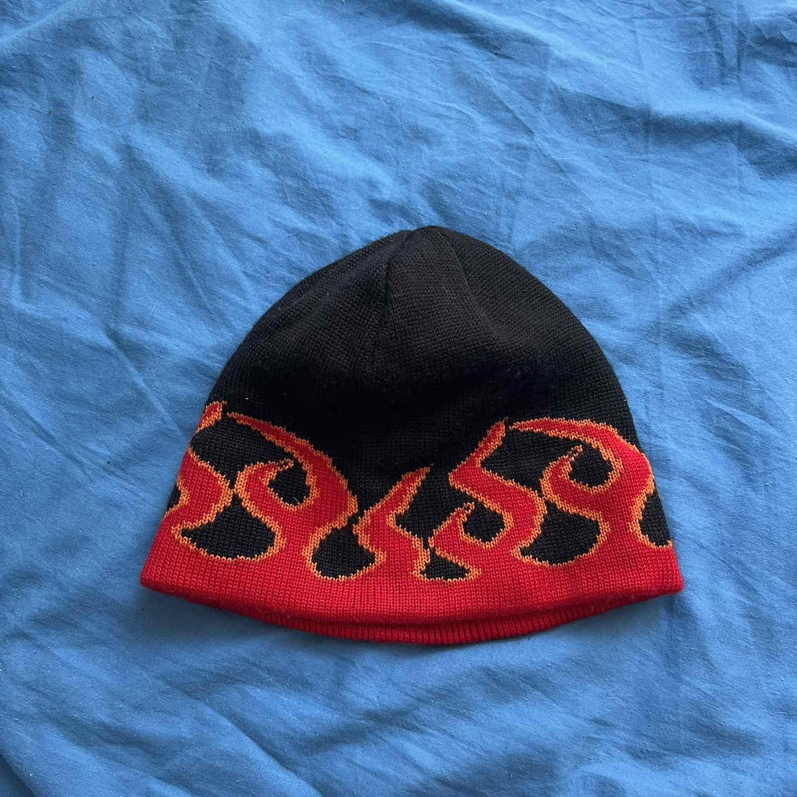 Other Vintage Y2K Fire Flames Rare Opium Beanie Hat | Grailed