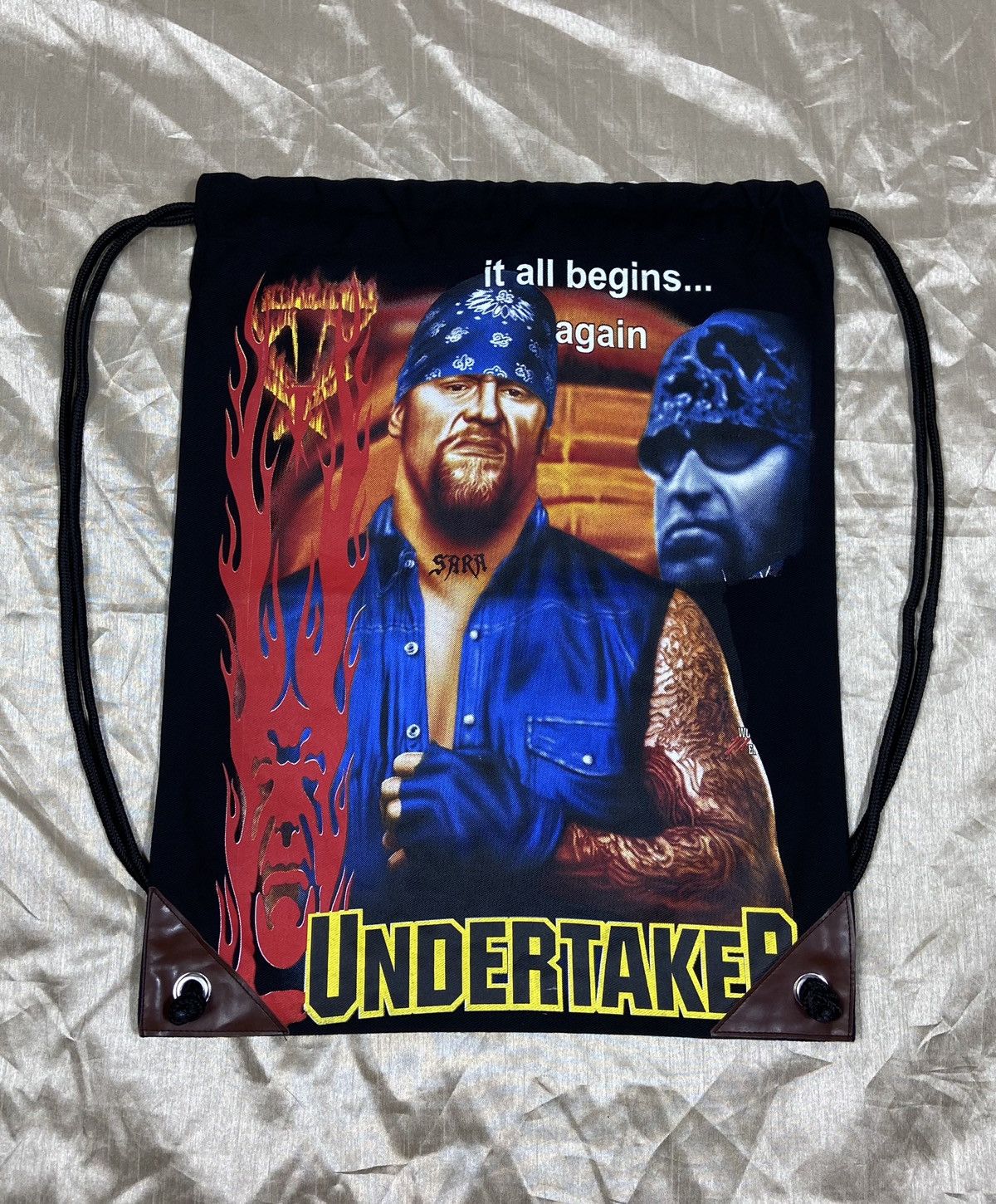 Vintage × Wwe × Wwf WWF Vintage 90s Undertaker Double Print Draw String ...