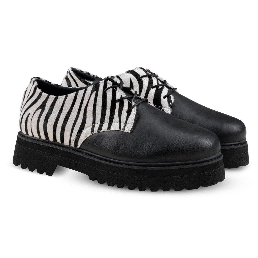 Designer × Lord Loafers × Streetwear Moss Derby Zebra Chunky Leather ...