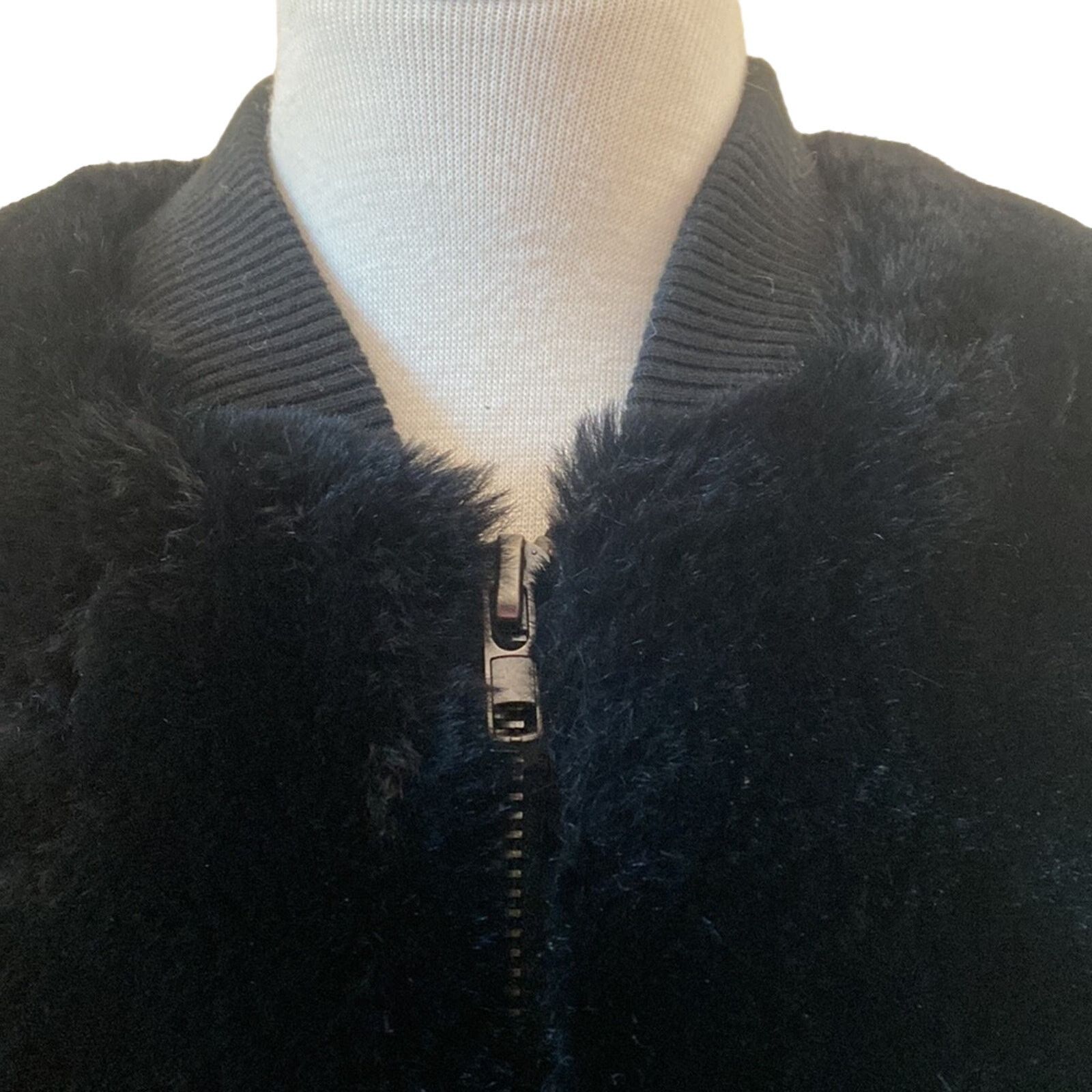APPARIS APPARIS Jem Faux Fur Bomber Jacket in Black & Plush Leopard ...