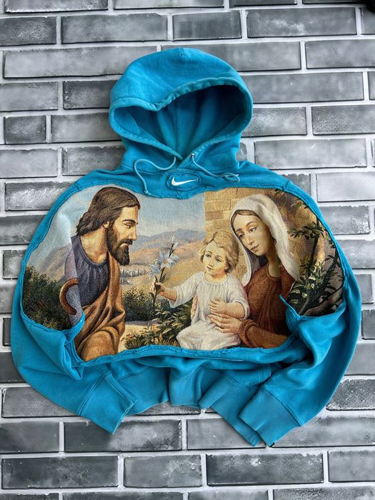 Nike Vintage Japanese Custome Jesus Nike Big Logo Hoodie 90s | Grailed