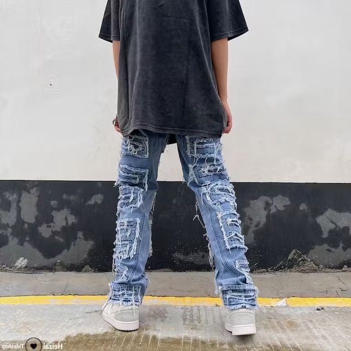 Distressed Denim Y2K Streetwear Baggy Ripped Jeans | Grailed
