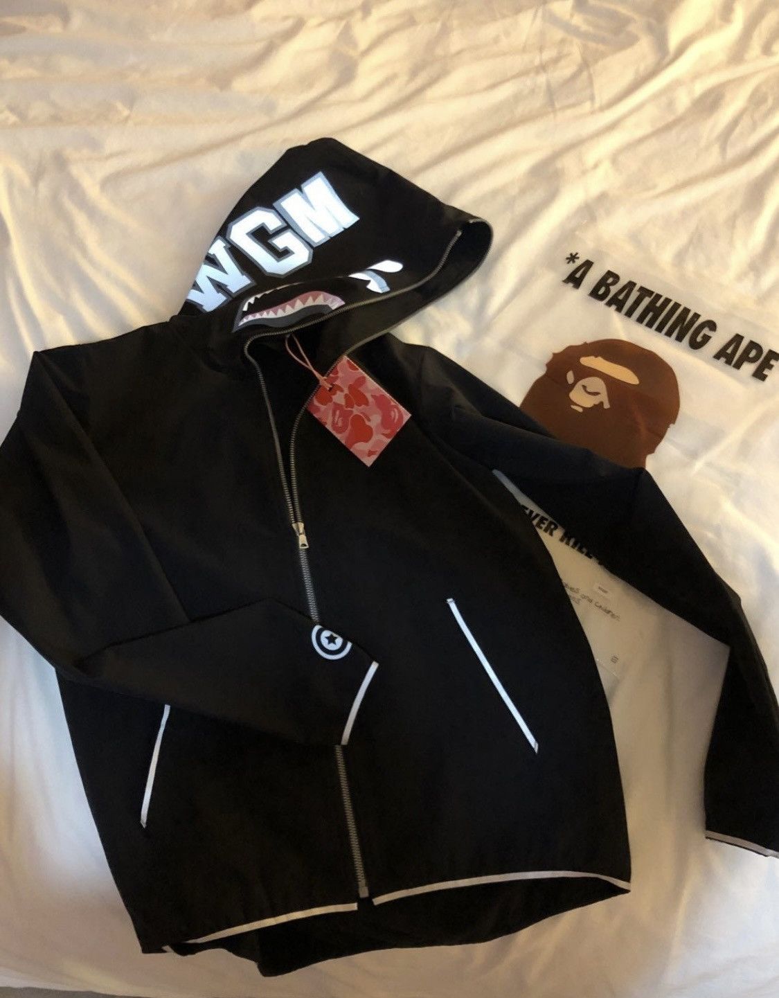 Bape Stretch Reflective Shark Full Zip Hoodie | Grailed