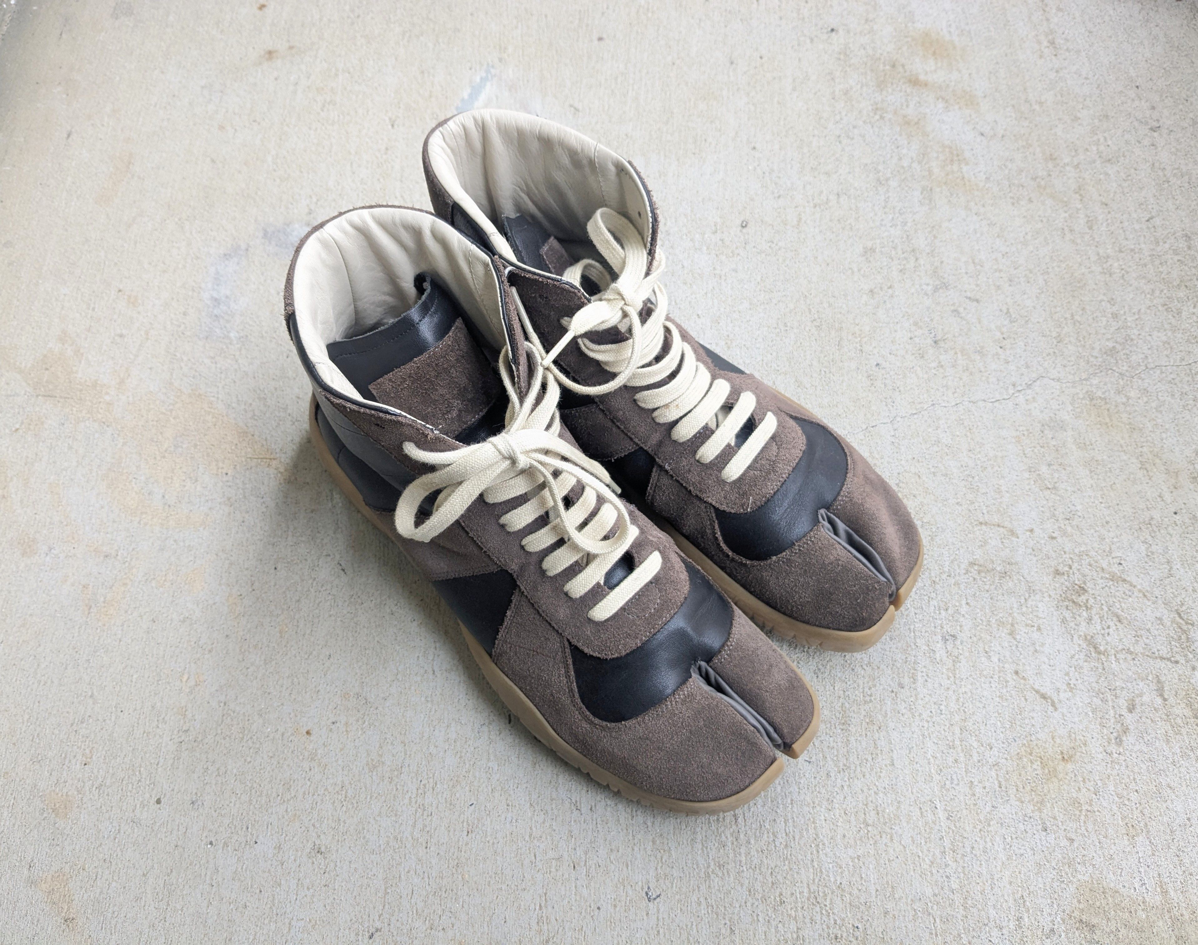 Pre-owned Maison Margiela Gat Replica Tabi Black 11 44 Suede High Gum ...