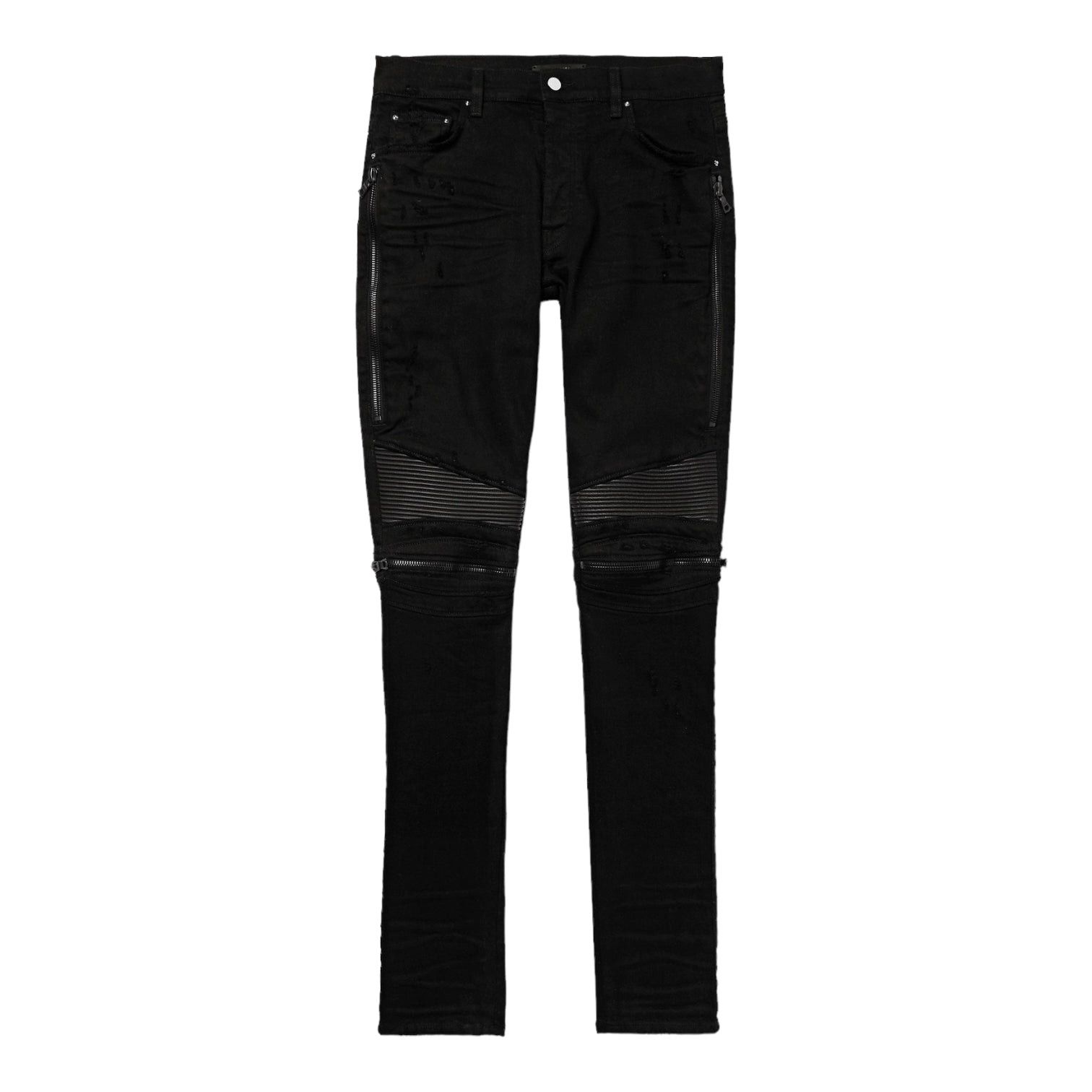 Amiri Amiri MX2 Black Leather Patch Jeans Black | Grailed