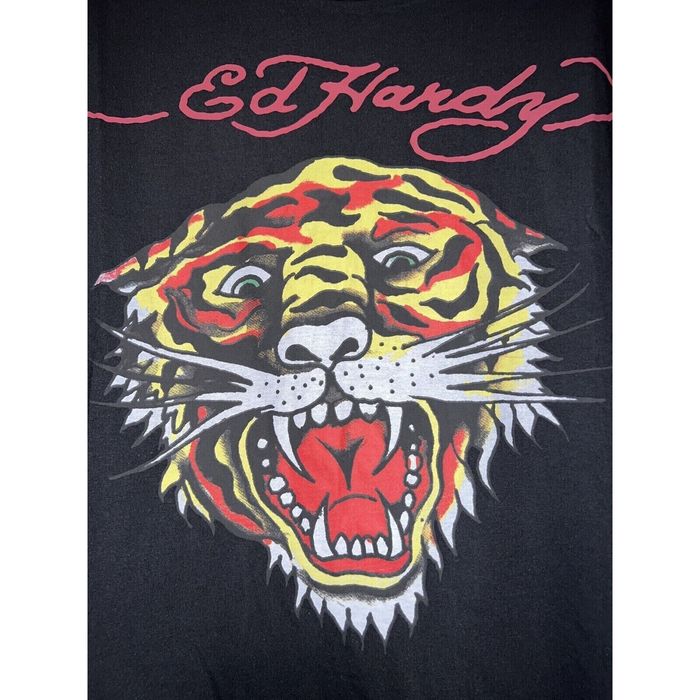 Ed Hardy New Ed Hardy Tiger Face Graphic Short Sleeve Black T-Shirt ...