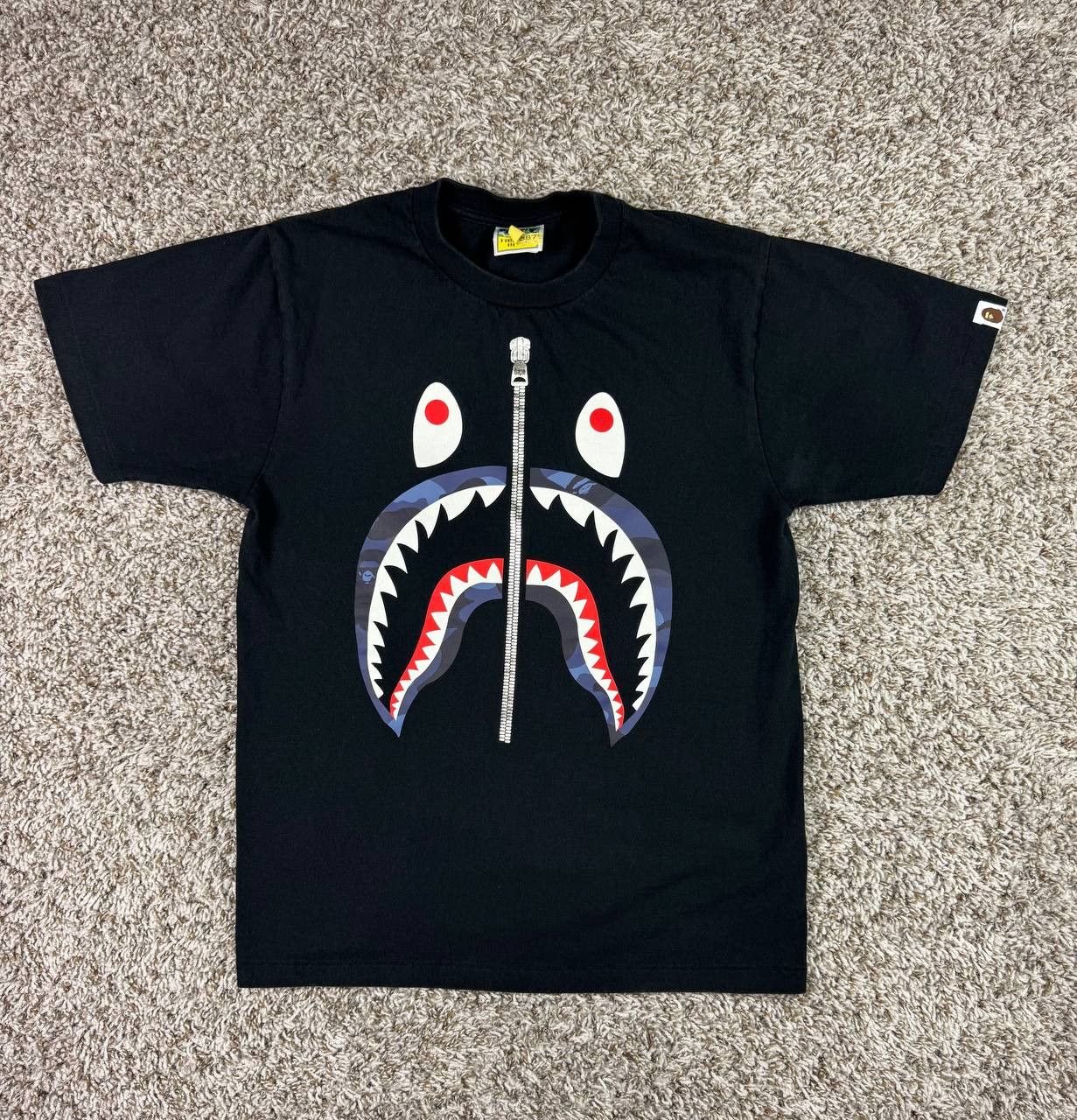 Bape Bape Logo Check Shark T-Shirt | Grailed