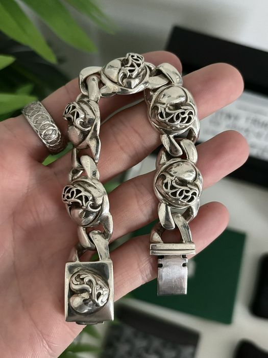 Chrome Hearts HEAVY CHUNKY HEART CUBAN LINK BRACELET | Grailed