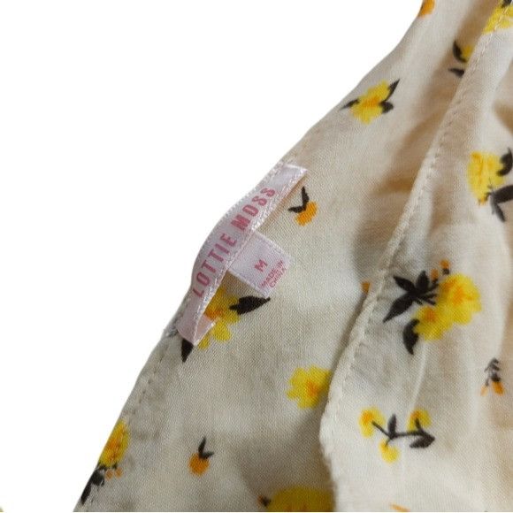 Other LOTTIE MOSS Summer Tie Strap Rayon Yellow Floral Crop Top Si ...