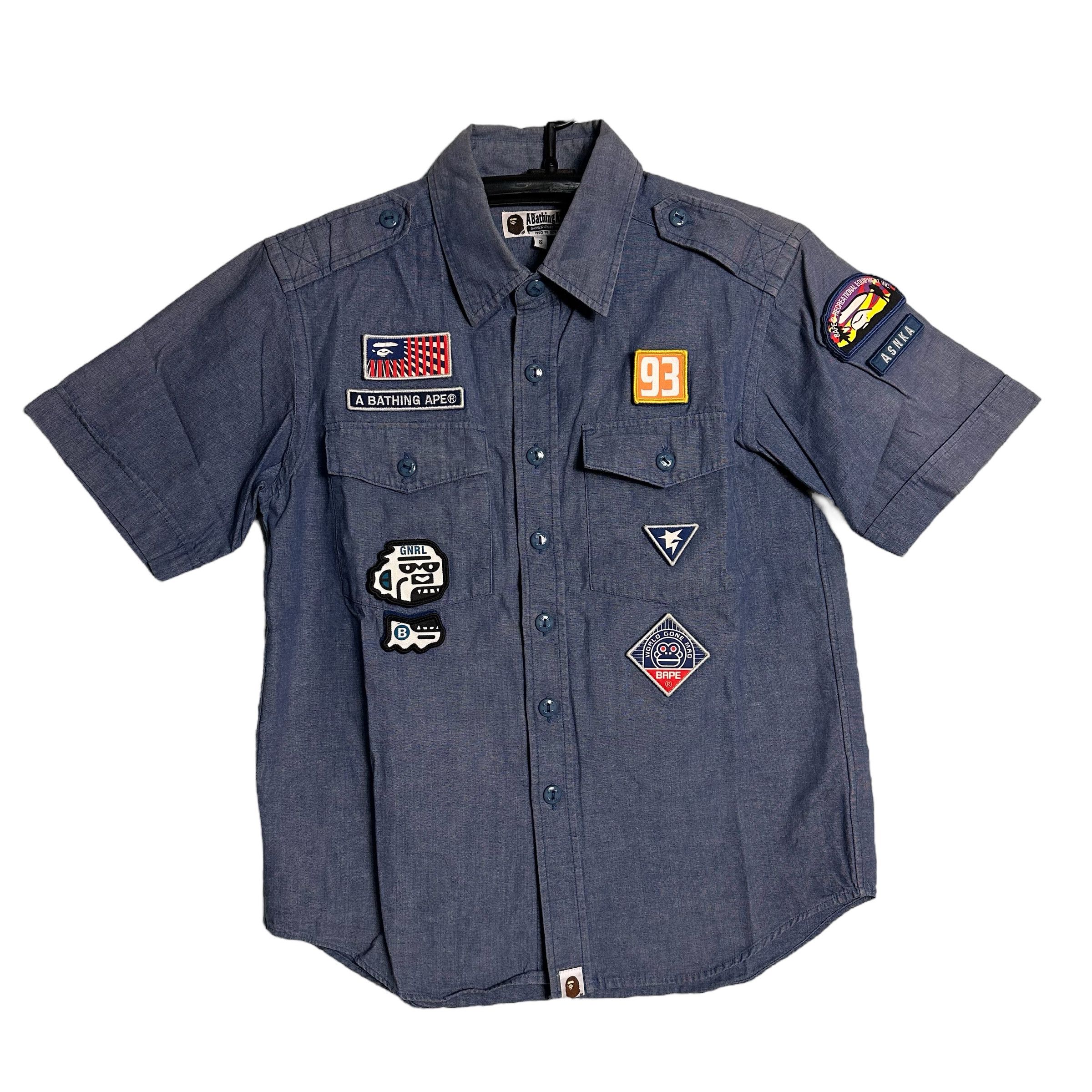 Bape A Bathing Ape Bape Selvedge Badges Denim Button Up Shirt | Grailed