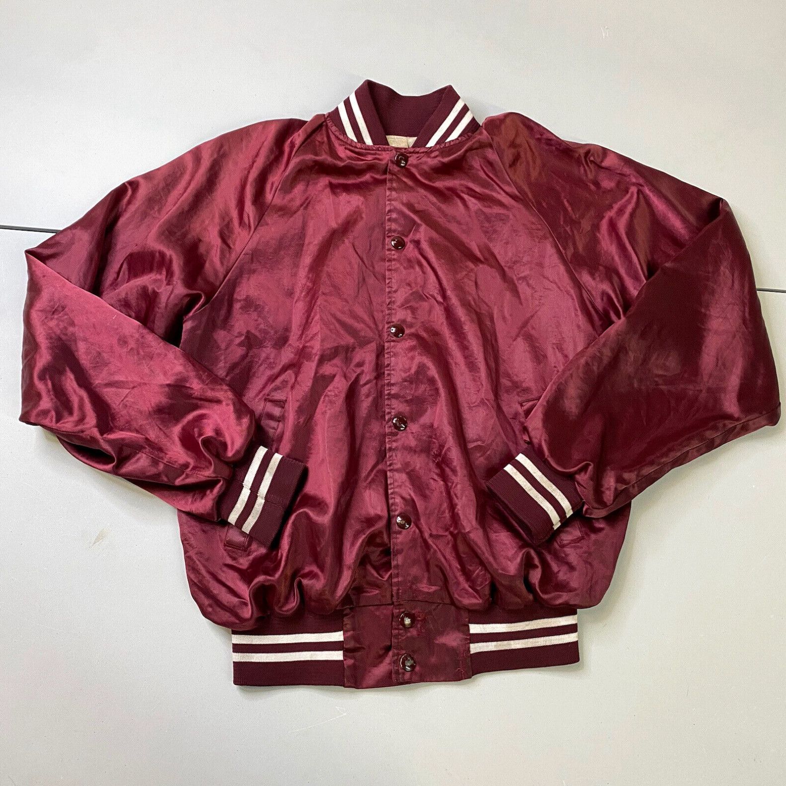 Coach Vintage 70s 80s Satin Coach Jacket Letterman Blank Burgundy White ...