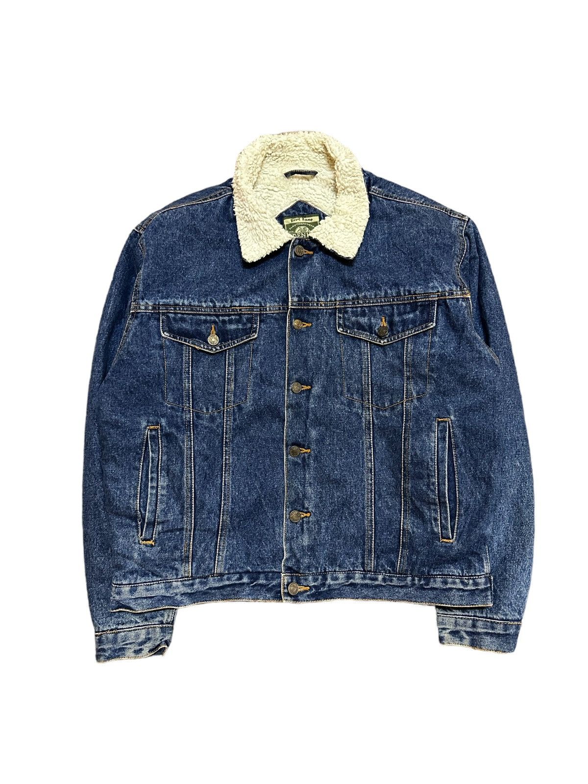 Made In Usa × Vintage vintage blue zone denim jacket sherpa linen | Grailed