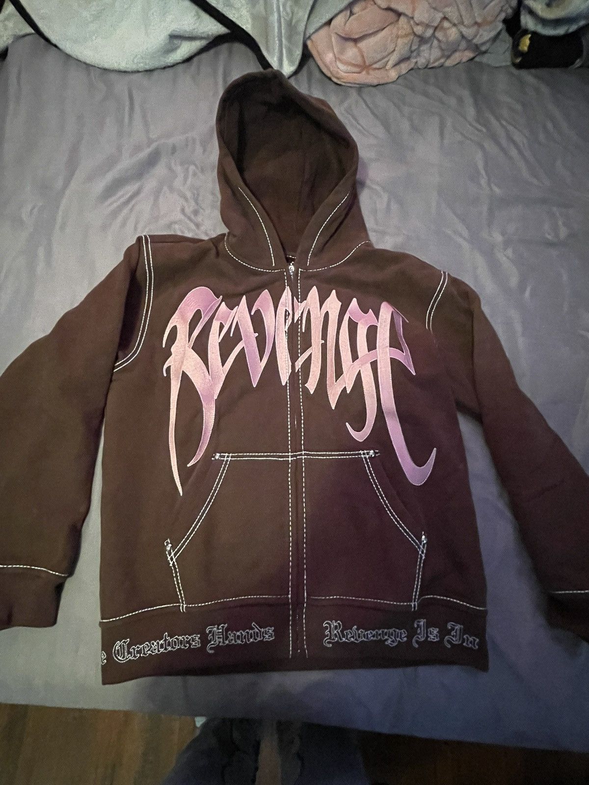 Revenge × Streetwear Brown revenge zip up | Grailed