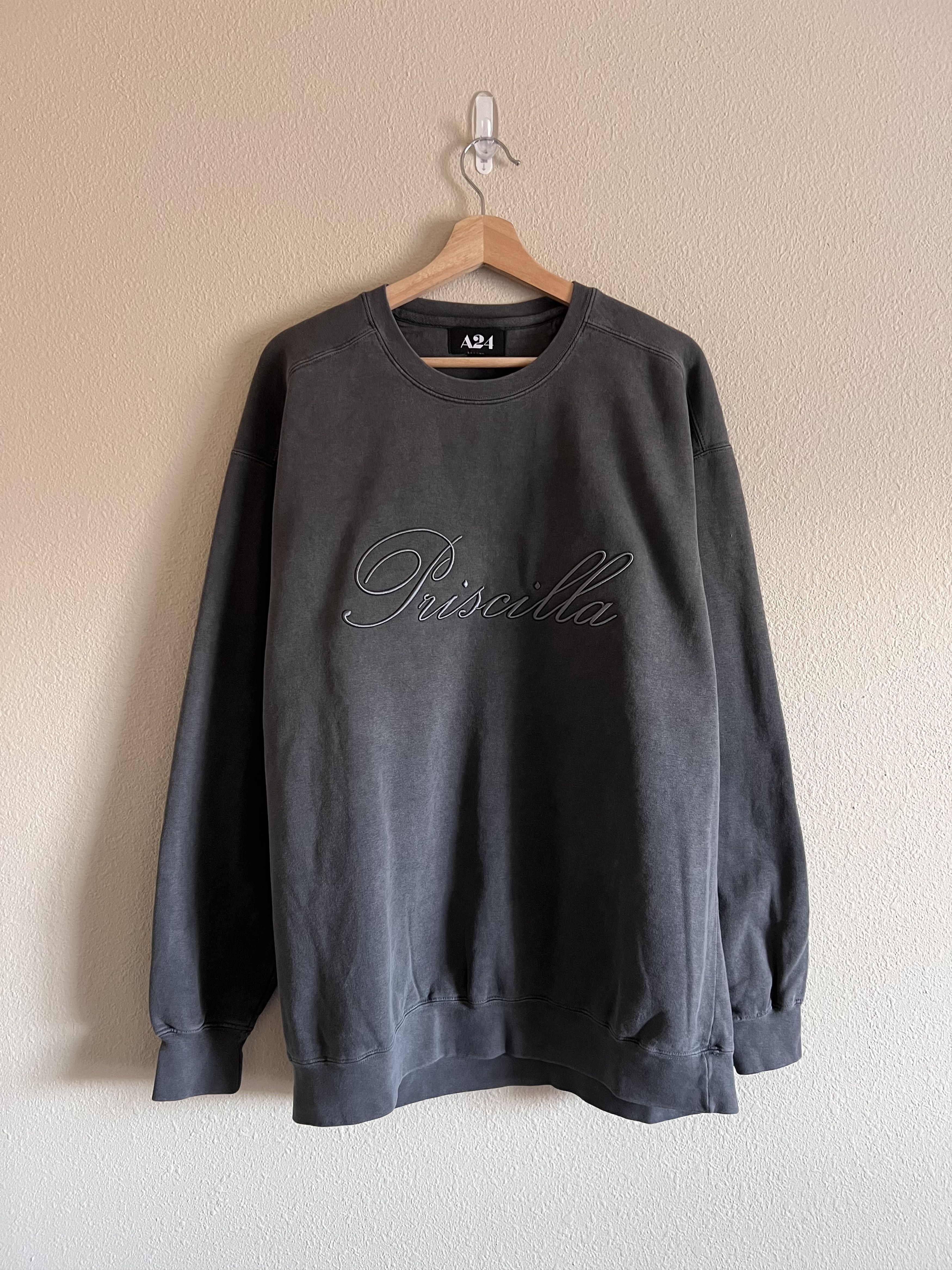 A24 A24 Priscilla Embroidered Crewneck Sweatshirt in Dark Gray | Grailed