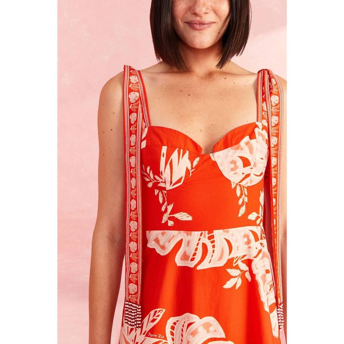 Farm Rio Lace Monsteras Midi Dress In Red | Grailed