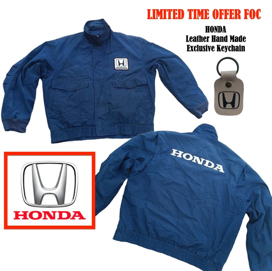 Vintage Vintage HONDA Racing Team Bomber Jacket Foc Leather Keychain ...