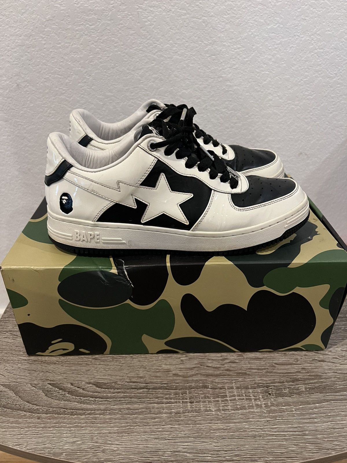 Bape A Bathing Ape Bapesta Low Black/White | Grailed