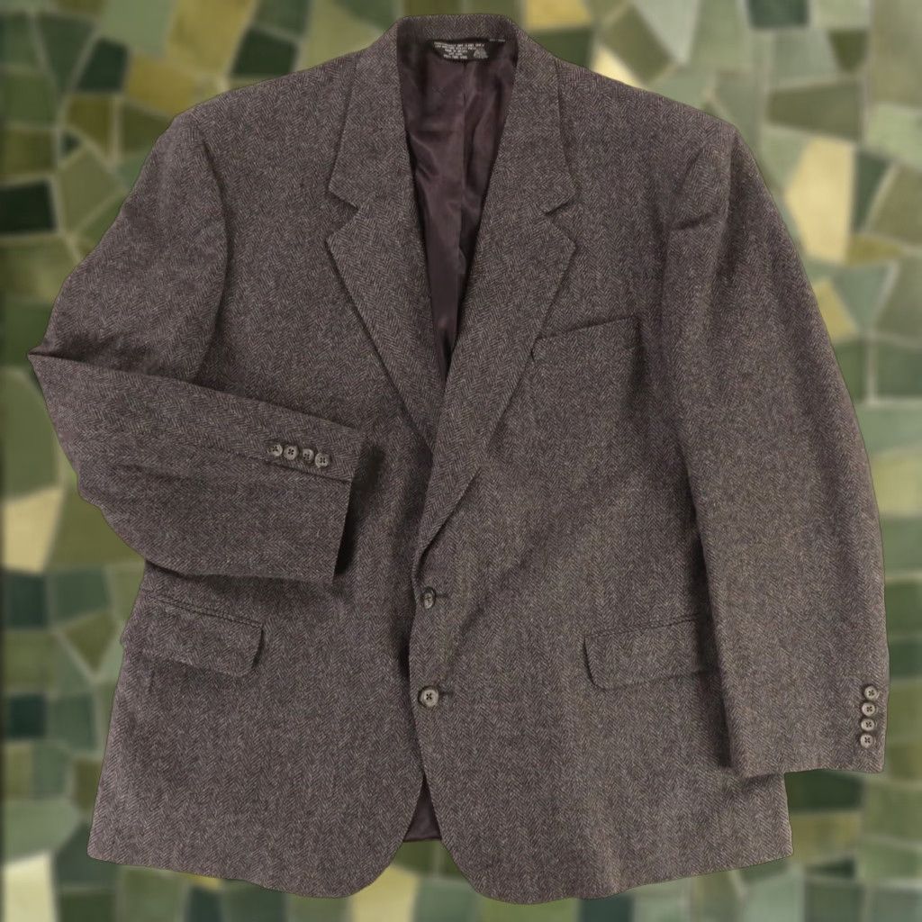 Vintage VINTAGE John Alexander Blazer Mens 48R Gray Wool Herringbone ...