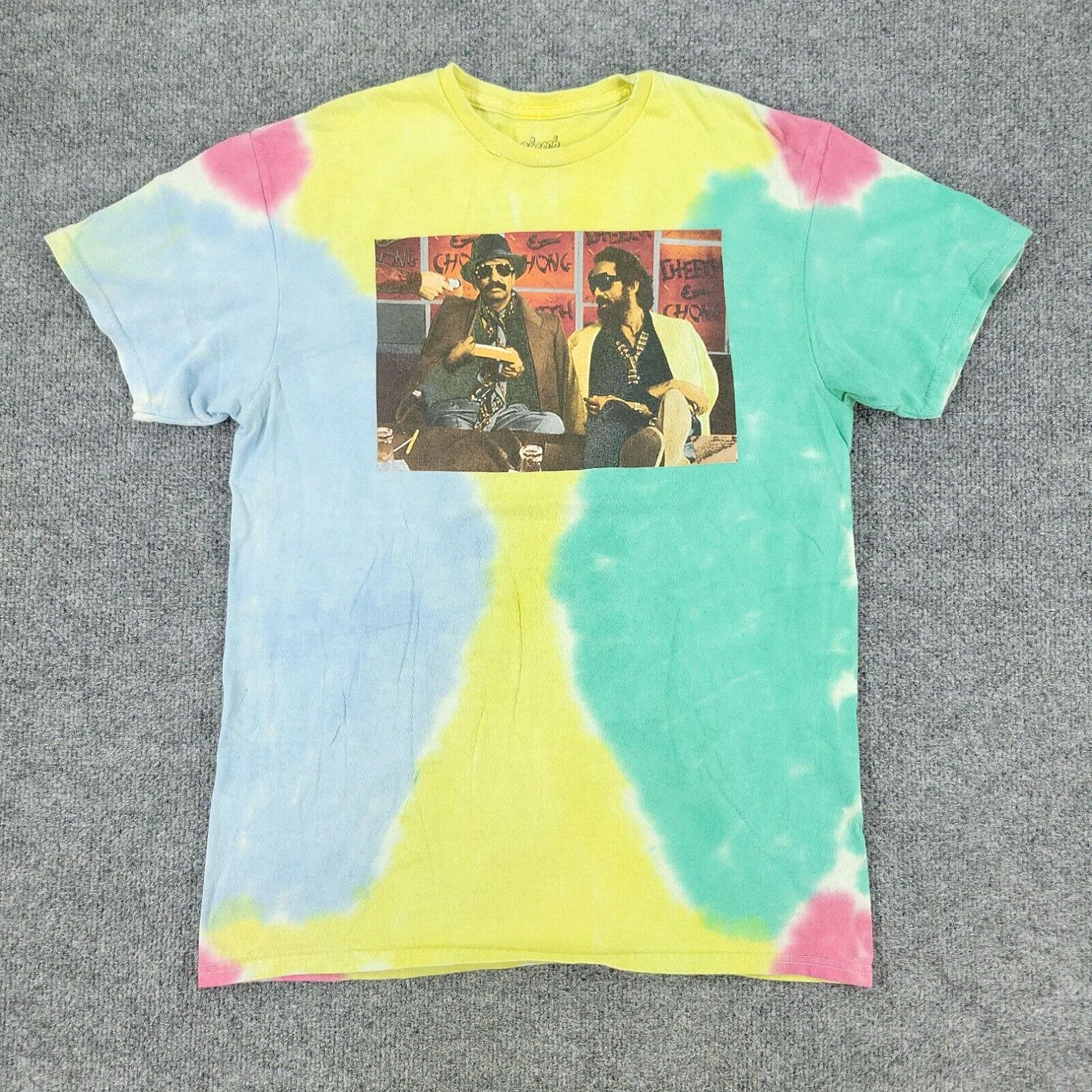 Vintage Cheech And Chong Shirt Men Medium Yellow Tie Dye Graphic Tee ...