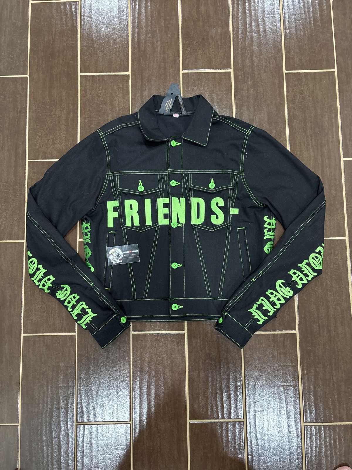 Vlone WORN 5x Vlone Old English Denim Jacket Green/Black Size S | Grailed