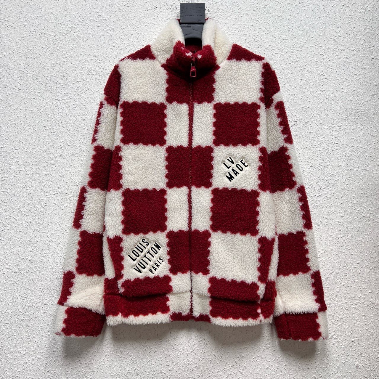 Louis Vuitton LOUIS VUITTON LV red and white teddy checkerboard jacket ...