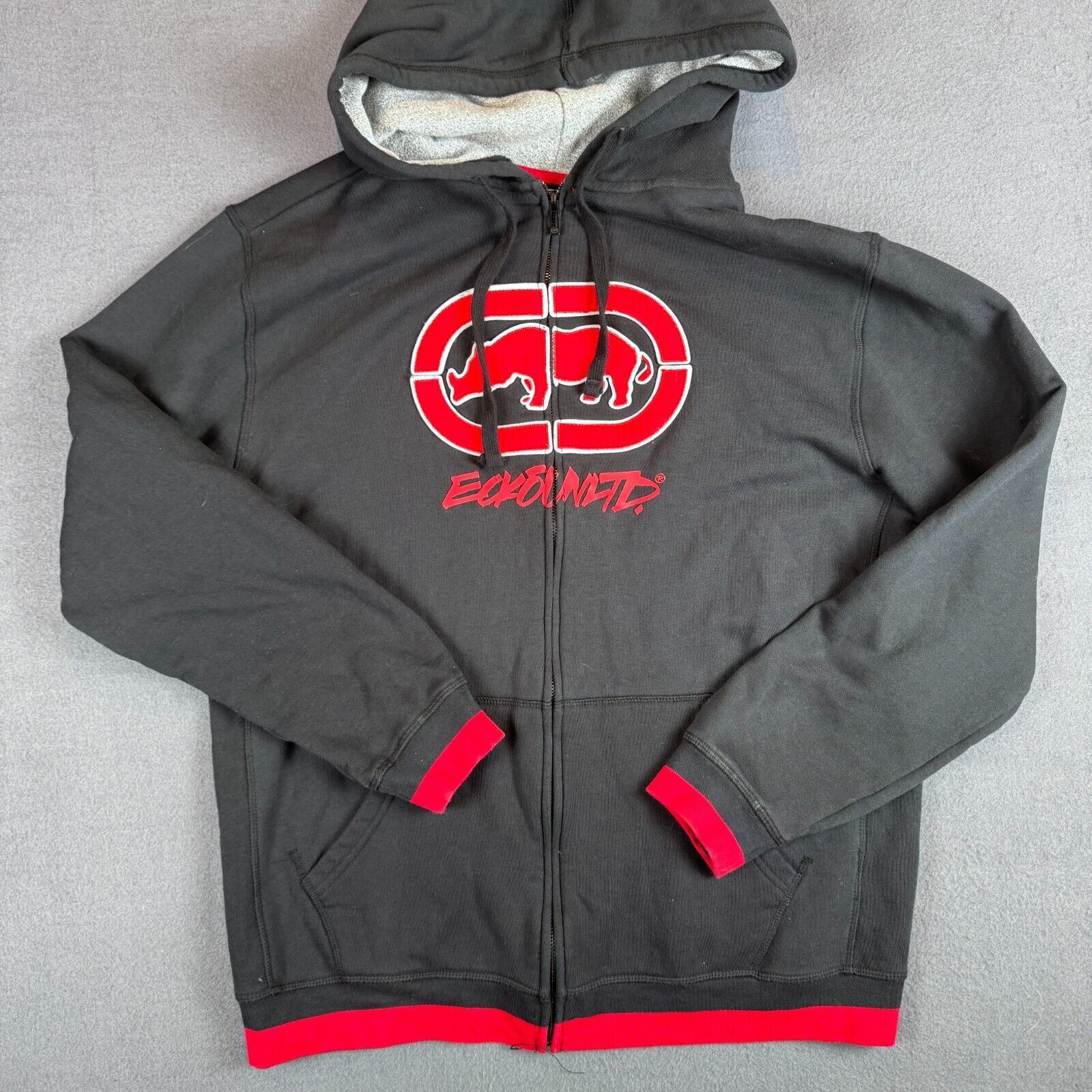 Ecko Unltd. × Vintage ECKO Unltd Hoodie Men XL Black Red Giant Logo Rhino | Grailed