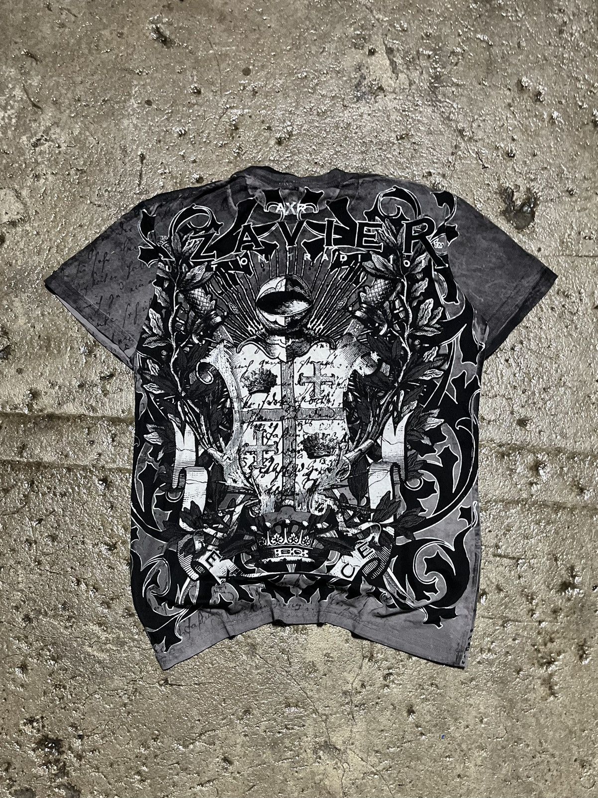Vintage Crazy Y2K Affliction Style Skull Cross Wings Goth Skater Tee ...