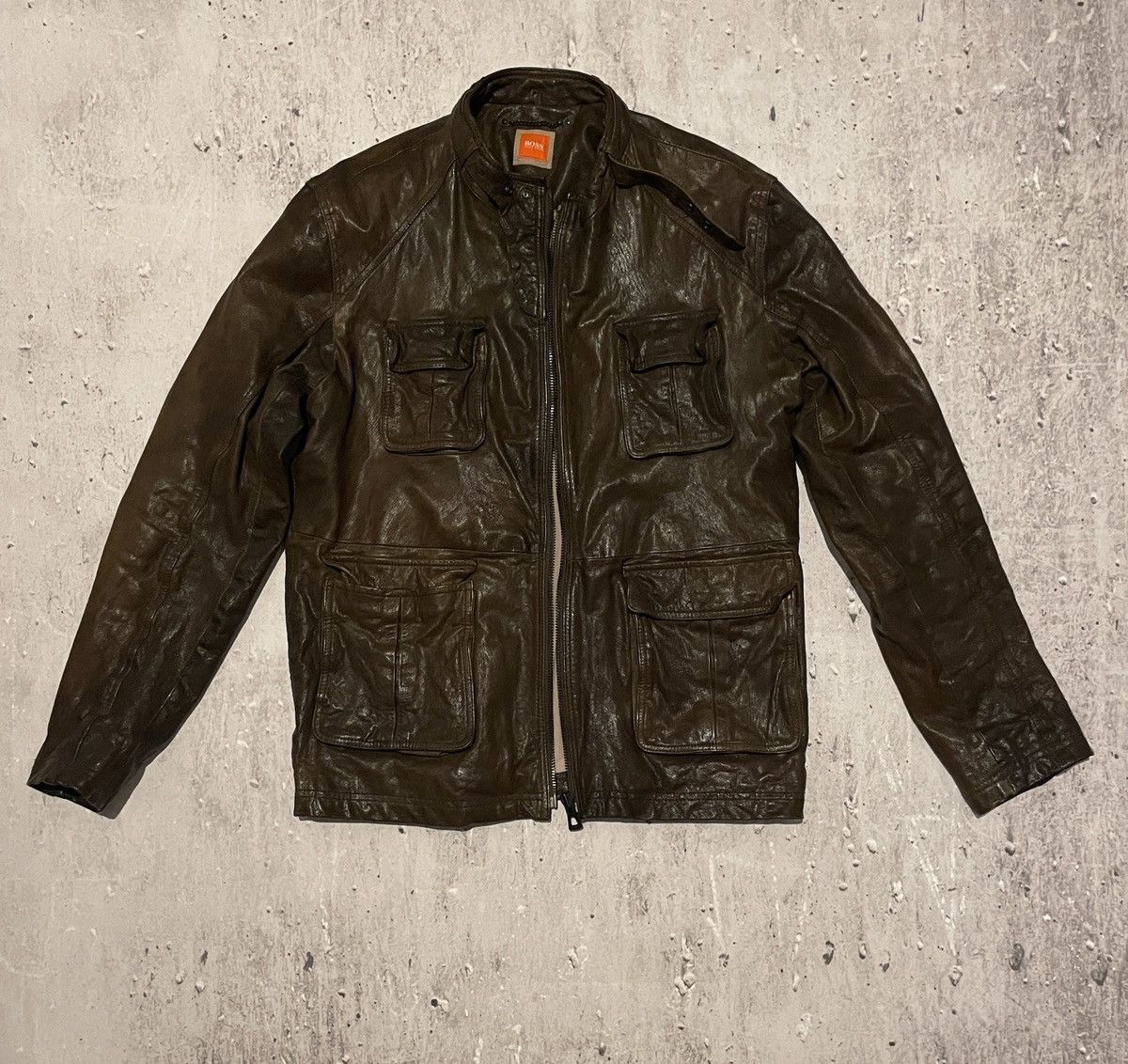 Vintage Hugo Boss leather jacket dragons on the back | Grailed