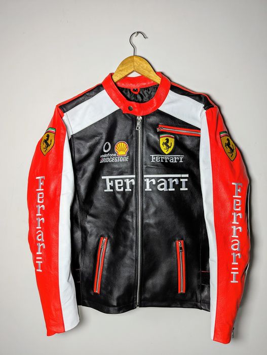 Ferrari VINTAGE Ferrari Racing Leather Jacket Rare Streetwear | Grailed