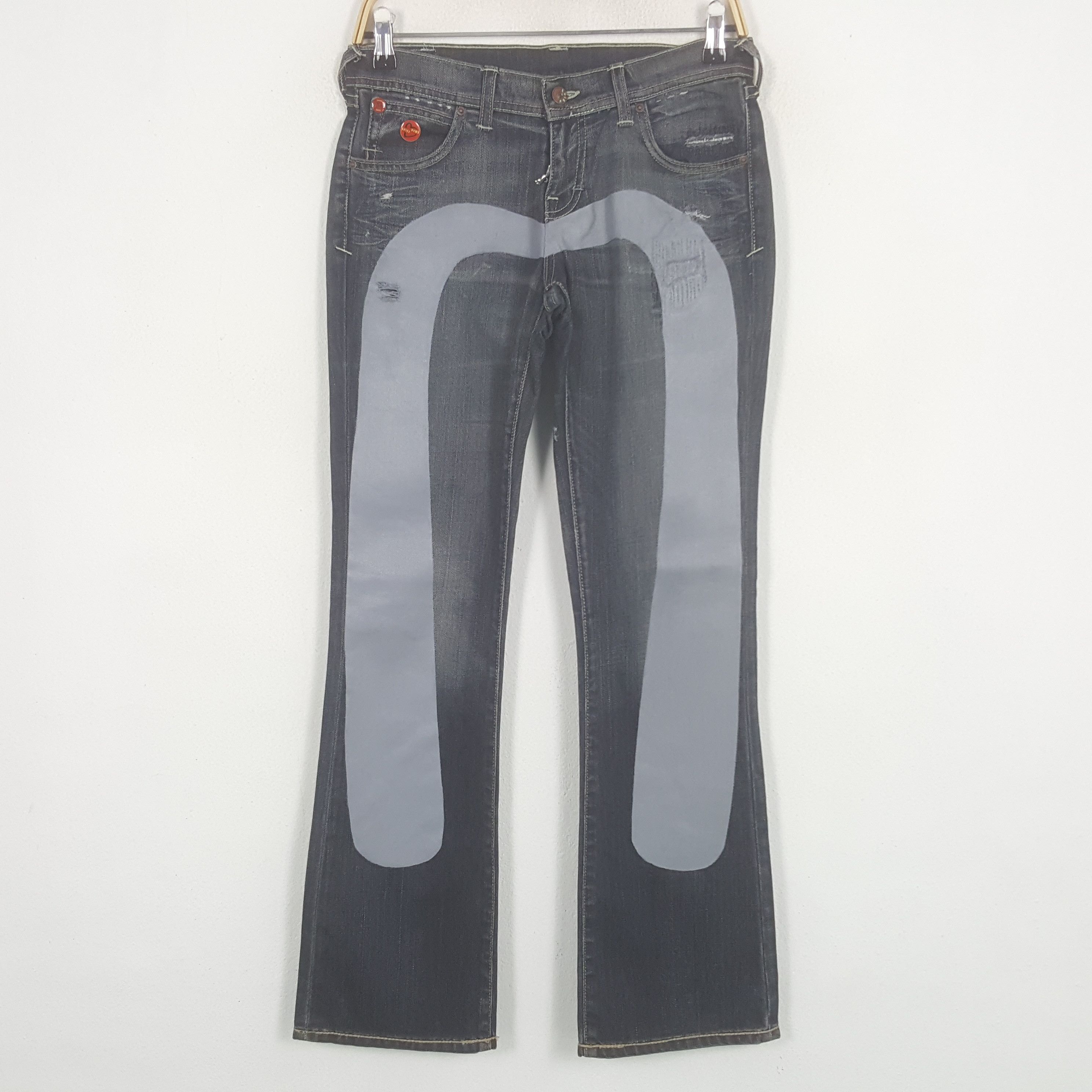 Evisu × Puma × Vintage Vintage Evisu x PUMA Custom Grey Daicock Jeans | Grailed