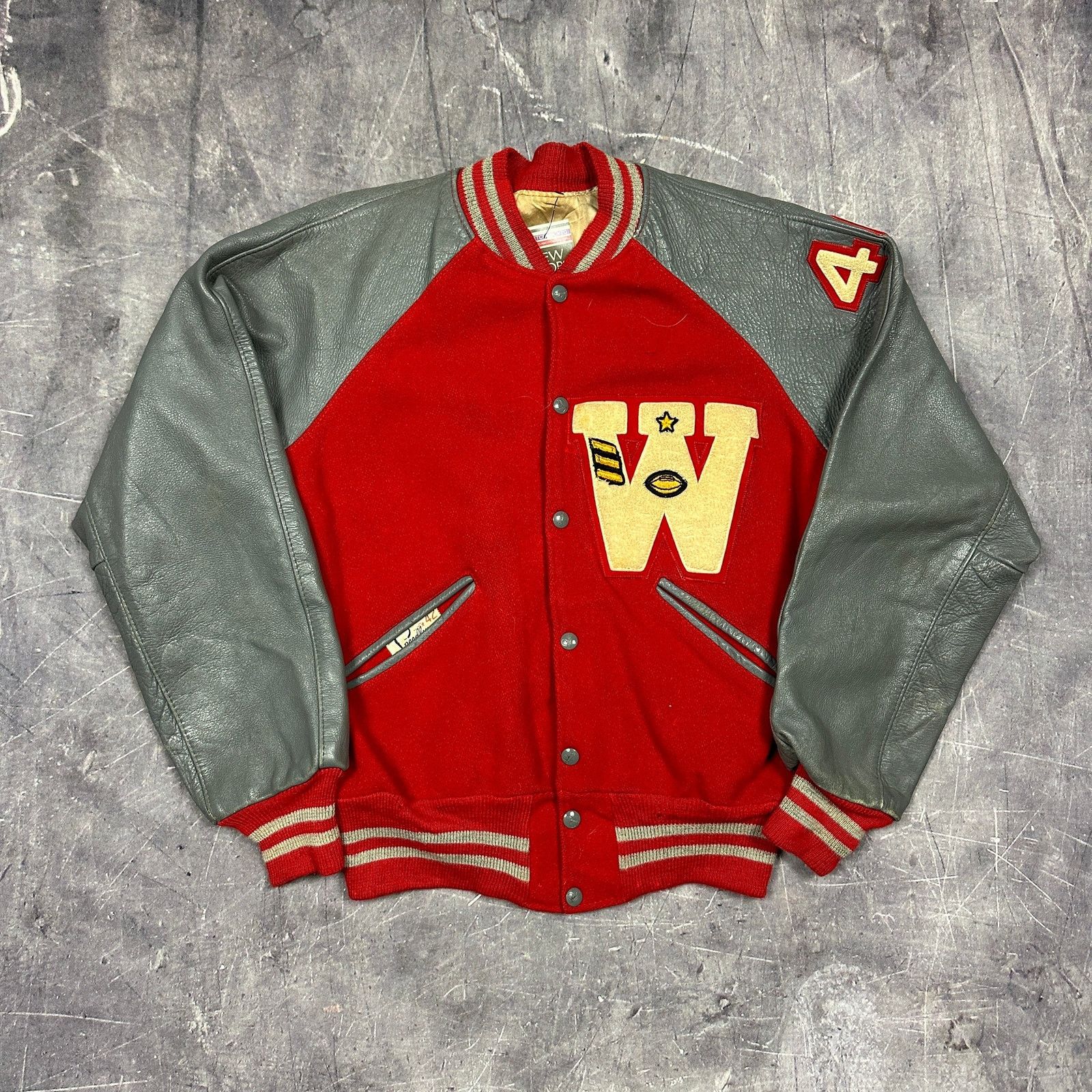 Streetwear × Varsity Jacket × Vintage 50s Red Gray Speedline W Varsity ...