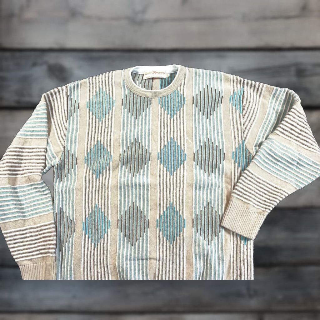 Jim Thompson Norm Thompson Mens Large Sweater Textured Diamond Pattern ...
