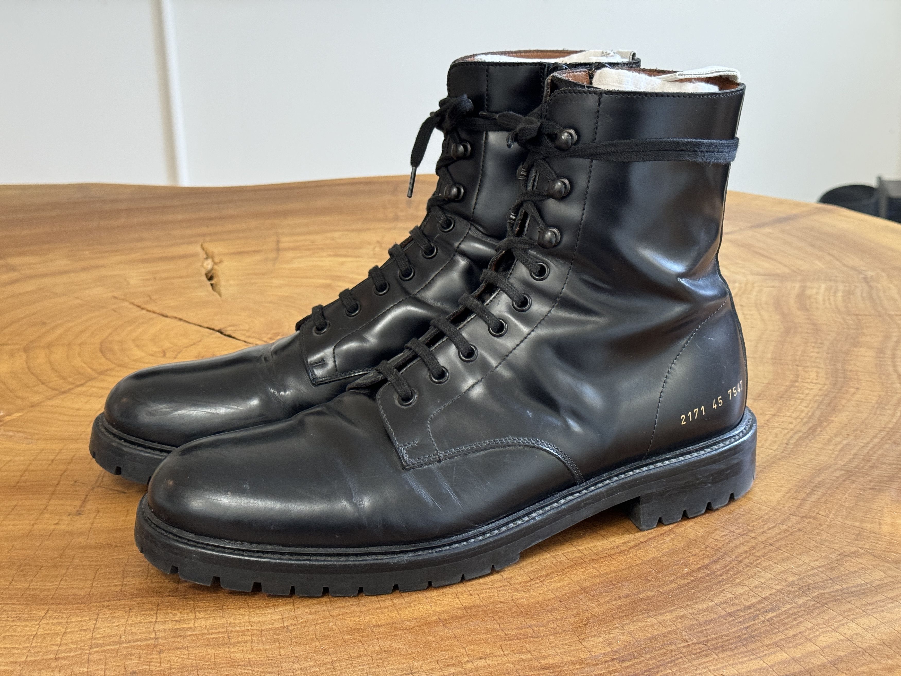 Common Projects Common Project Combat Boots with Lug Sole | Grailed