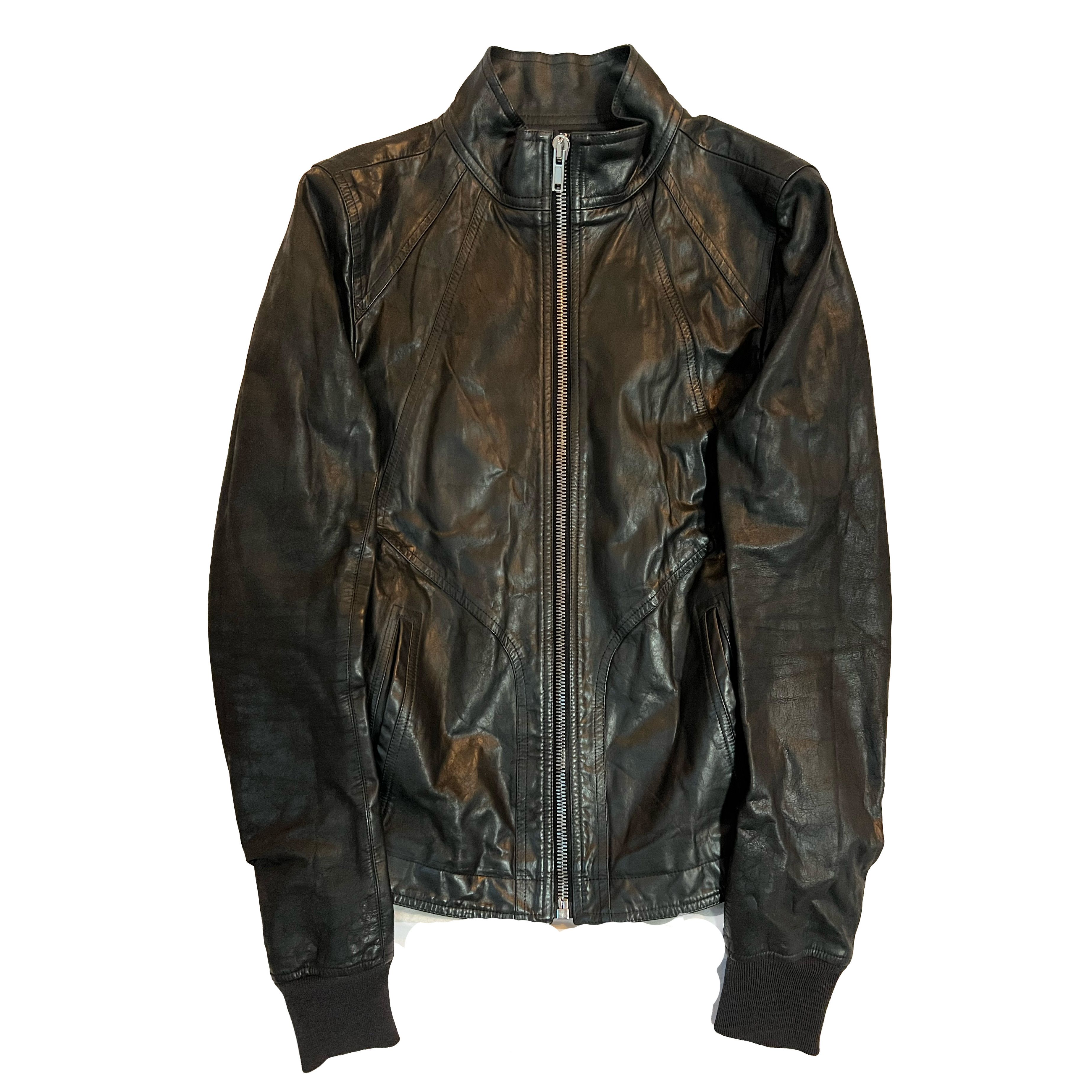 Rick Owens Rick Owens Mid-Neck Intarsia Leather Jacket | Grailed