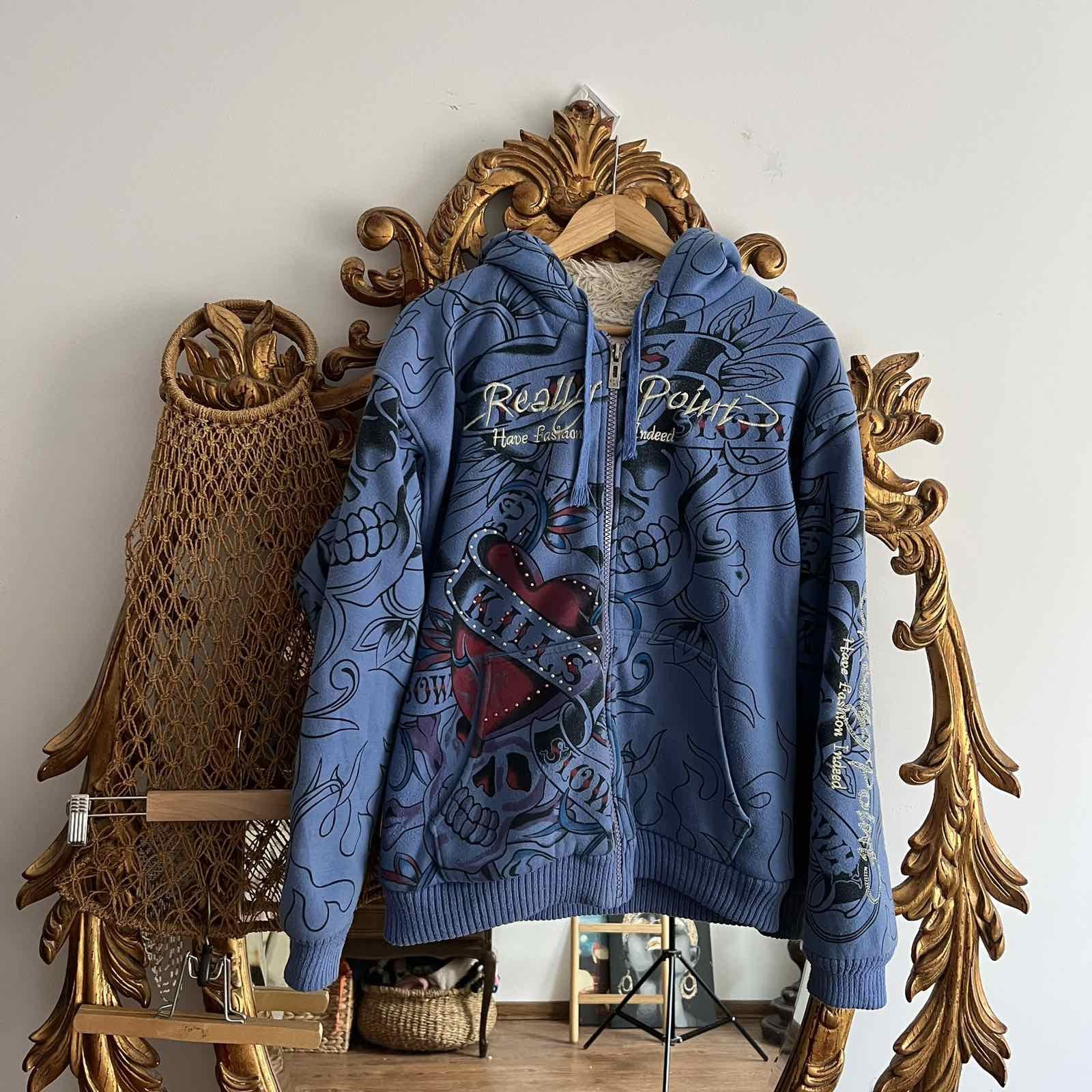 Ed Hardy × Streetwear × Vintage VTG Really Point Zip Hoodie Like Ed ...