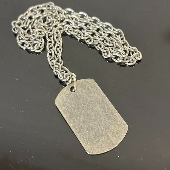 Handmade Dog Tag Silver Metal 26" Necklace Pendant Army Blank | Grailed