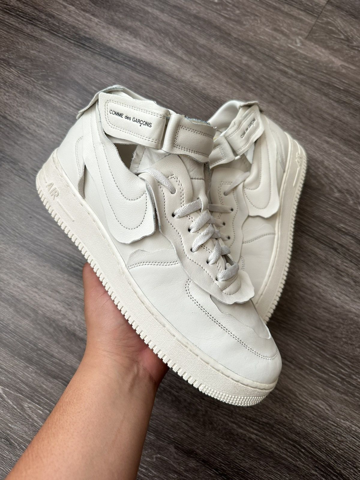 Nike Nike CDG Comme Des Garçons Air Force 1 Mid White Sail VNDS | Grailed