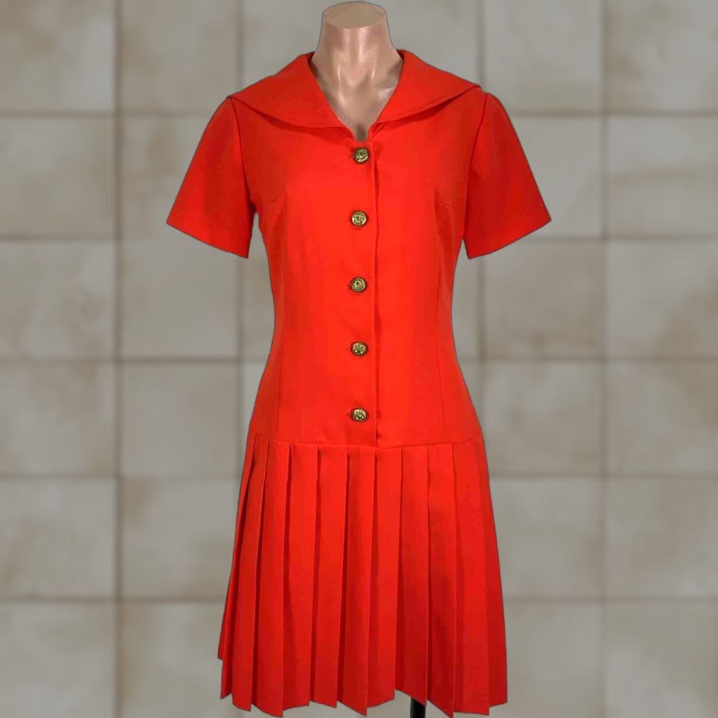 Vintage Mr Mench Of Dallas Vintage 1960s Red Mod Drop Waist Pleated ...