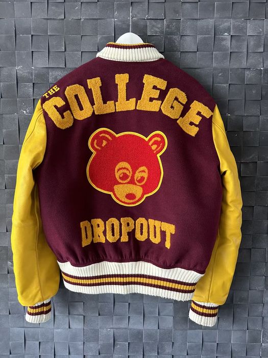 Vintage College Dropout Leather Varsity jacket Kanye West | Grailed
