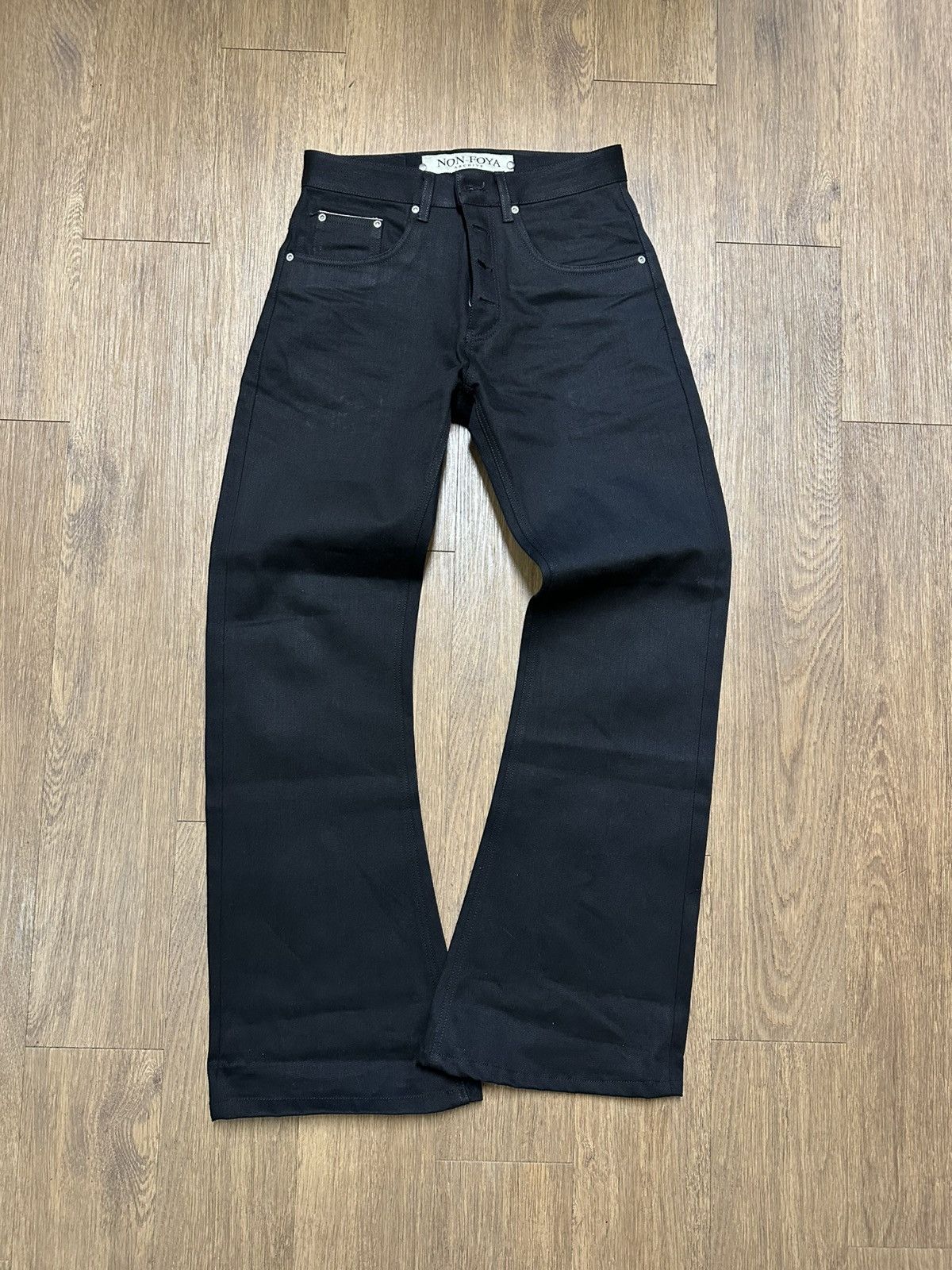 Streetwear Non foya archive black selvedge flared jeans | Grailed