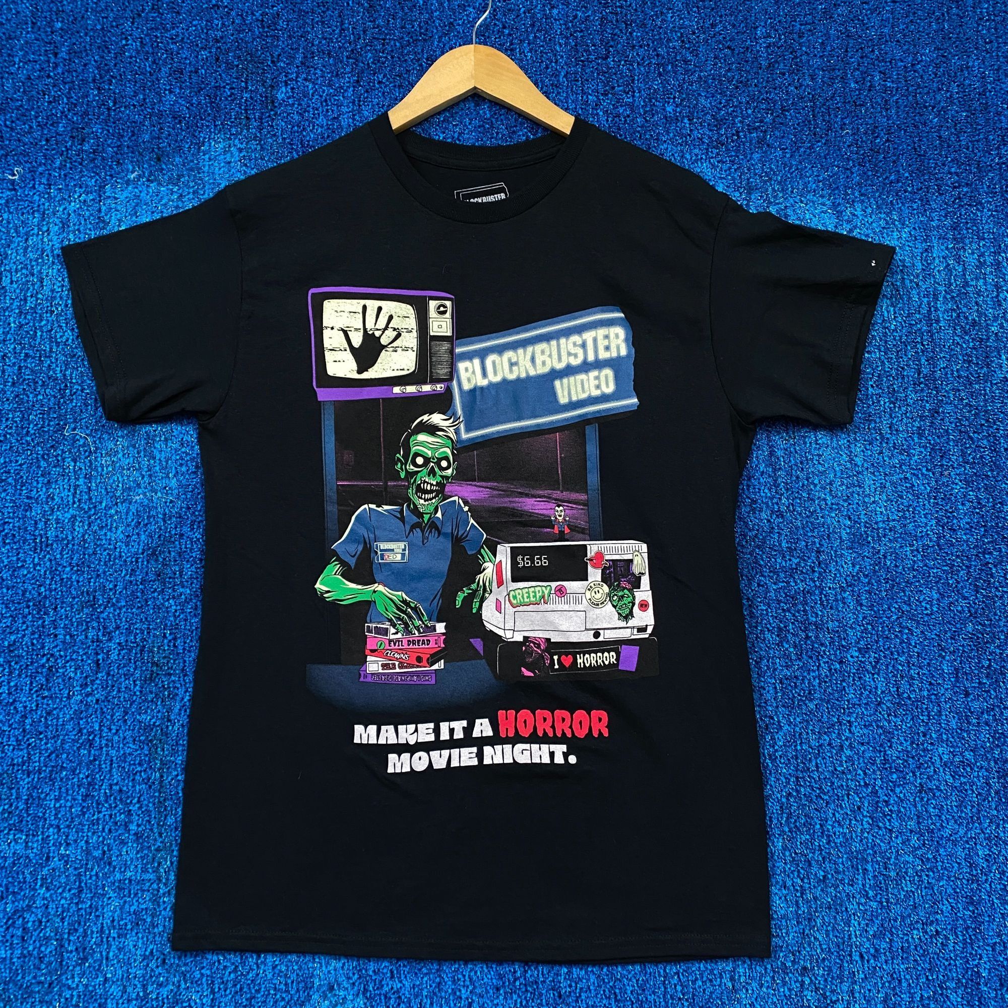 Very Rare Blockbuster Video Make it a Horror Movie Night Promo Tee M ...