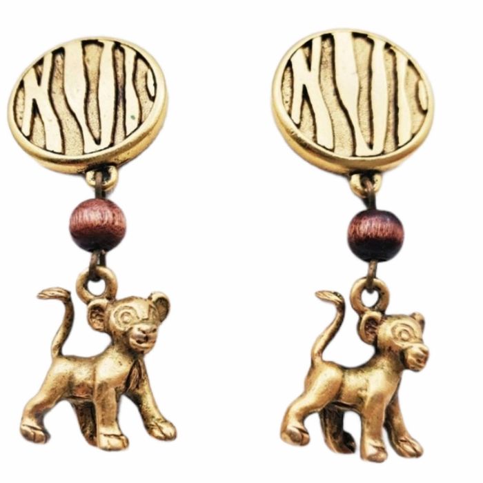 Disney Rare VTG H2F! Disney Lion King Simba Gold-Toned Earrings | Grailed