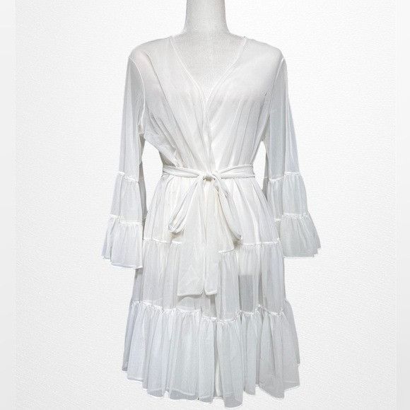 Betsey Johnson Betsey Johnson Intimates Sheer White Ruffle Robe | Grailed