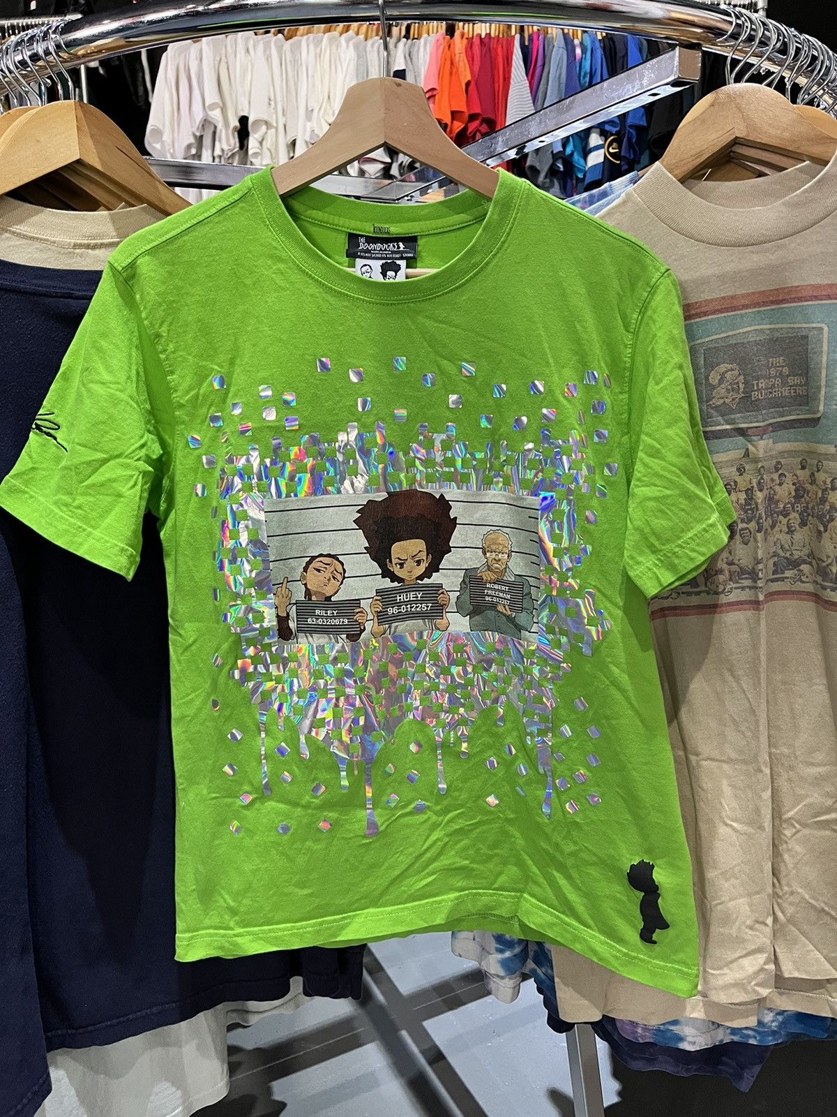 Vintage The Boondocks Huey Riley Robert Mugshot Reflective T-Shirt ...