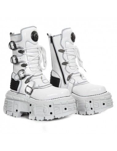 New Rock × Rock Band New Rock White Punk Platform Tower Boots M-TANK002 ...