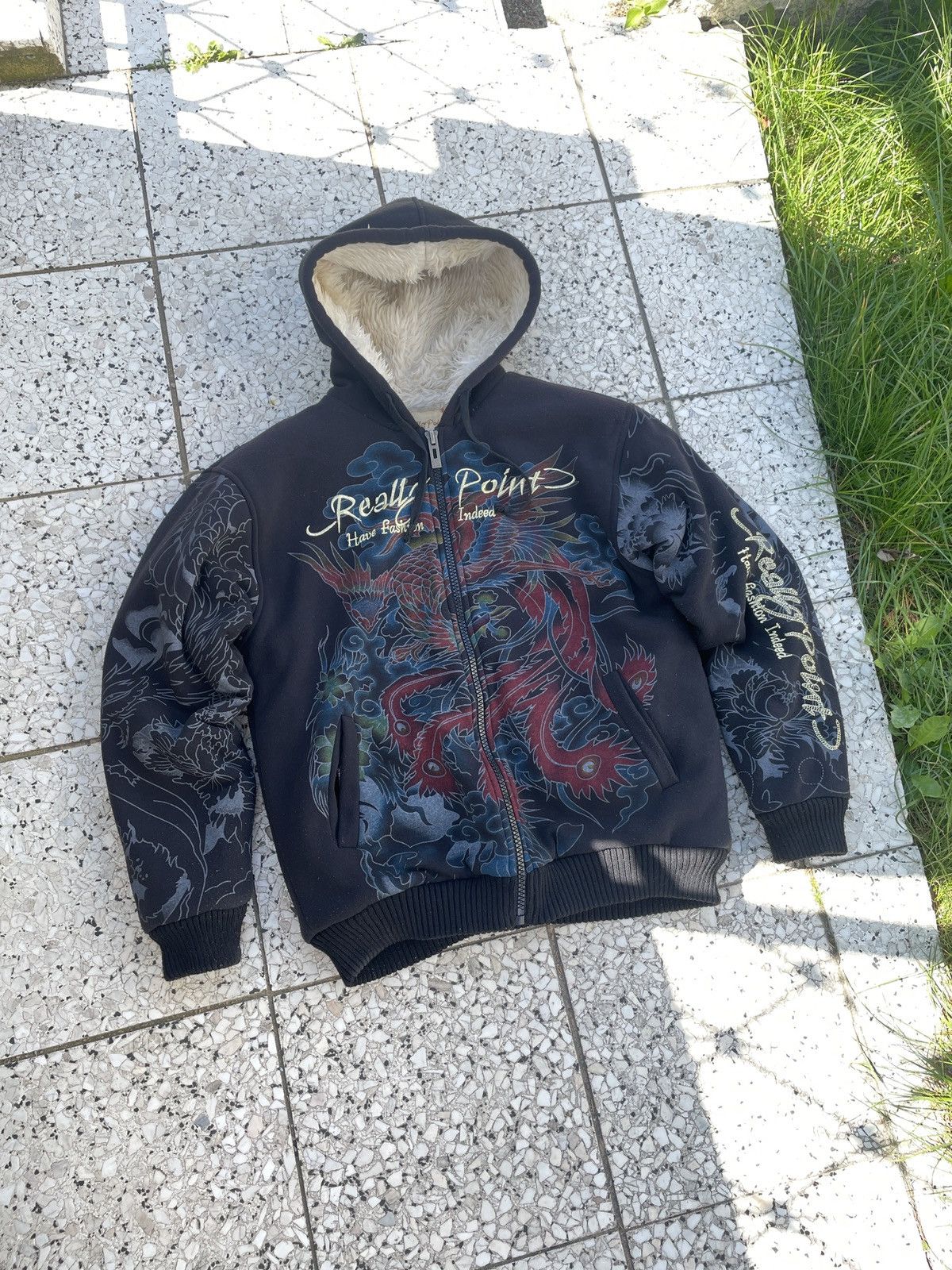 Christian Audigier × Ed Hardy × Vintage Really Point Drip Zip hoodie ...