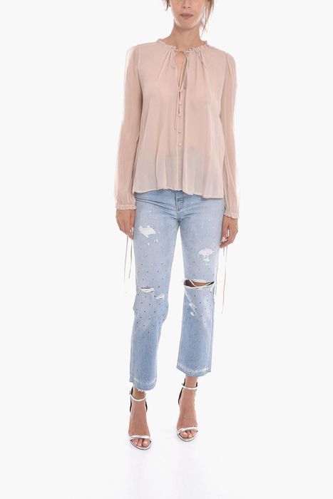 Amiri og1mm0823 Tie Neck Blouse in Pink | Grailed